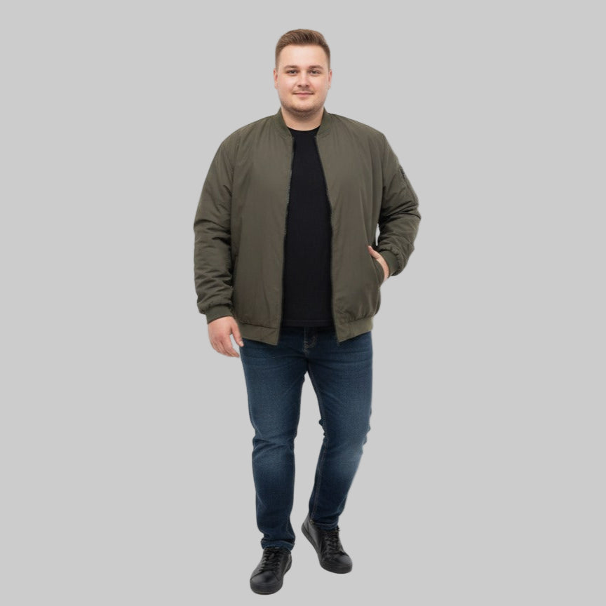 Classic Brown Plus-Size Bomber Jacket 2XL–6XL | Matte Finish – Plus Size