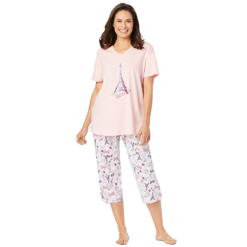 Raspberry Sorbet Paris Capri Set | Plus Size Women’s Pajamas