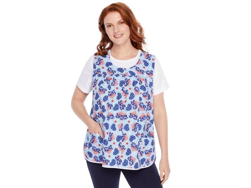Sky Blue Americana Snap Front Apron PSW-6747 – Affordable Plus Size ...