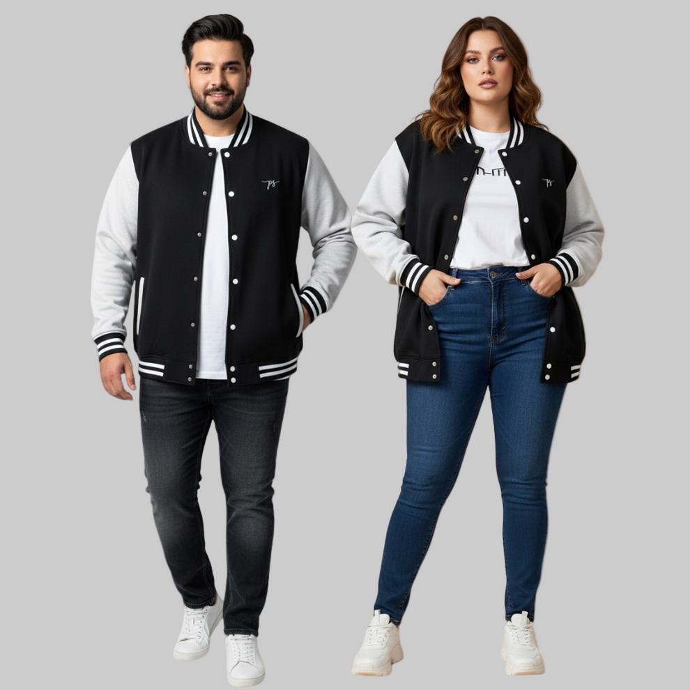 Buy Unisex Dual-Tone Varsity Fleece Jacket | Sizes 2XL–6XL | PlusSize ...
